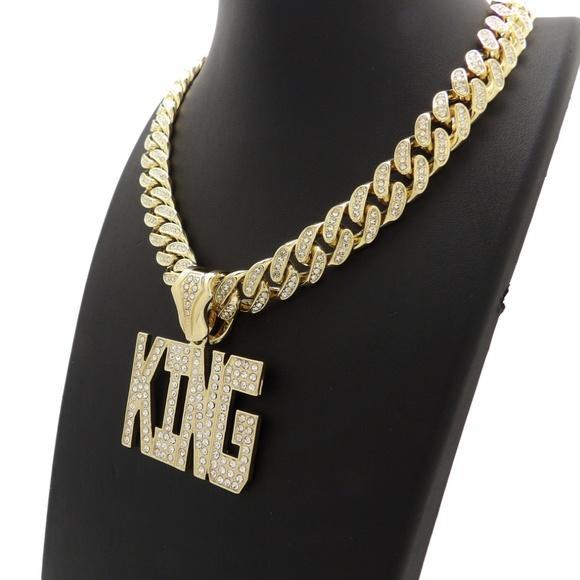 s&p | Accessories | King Pendant 2mm 18 Full Iced Out Cuban Chain ...